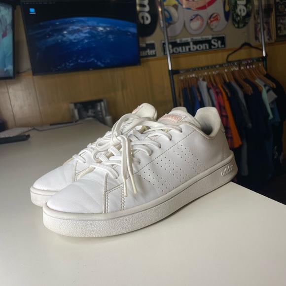 adidas | Shoes | Adidas Womens Advantage Base White Glow Pink Tennis ...